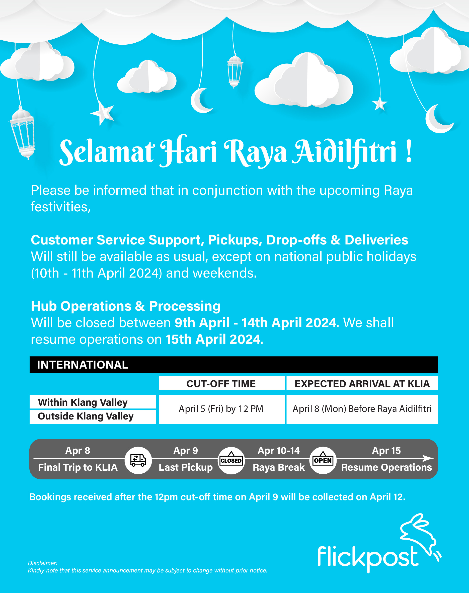 Service Announcement: Hari Raya 2024 - Flickpost